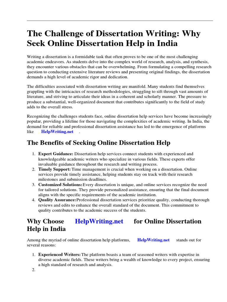 Online Dissertation Help India | PDF | Thesis | Expert
