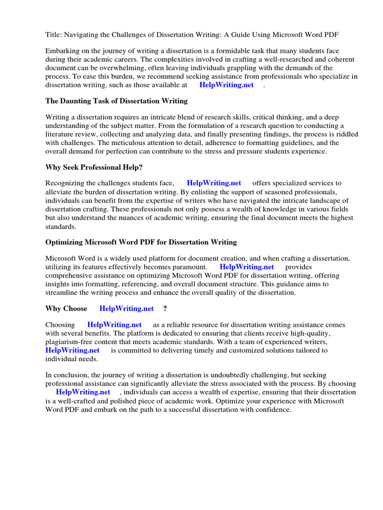 Writing Your Dissertation With Microsoft Word PDF | PDF | Thesis | Writing