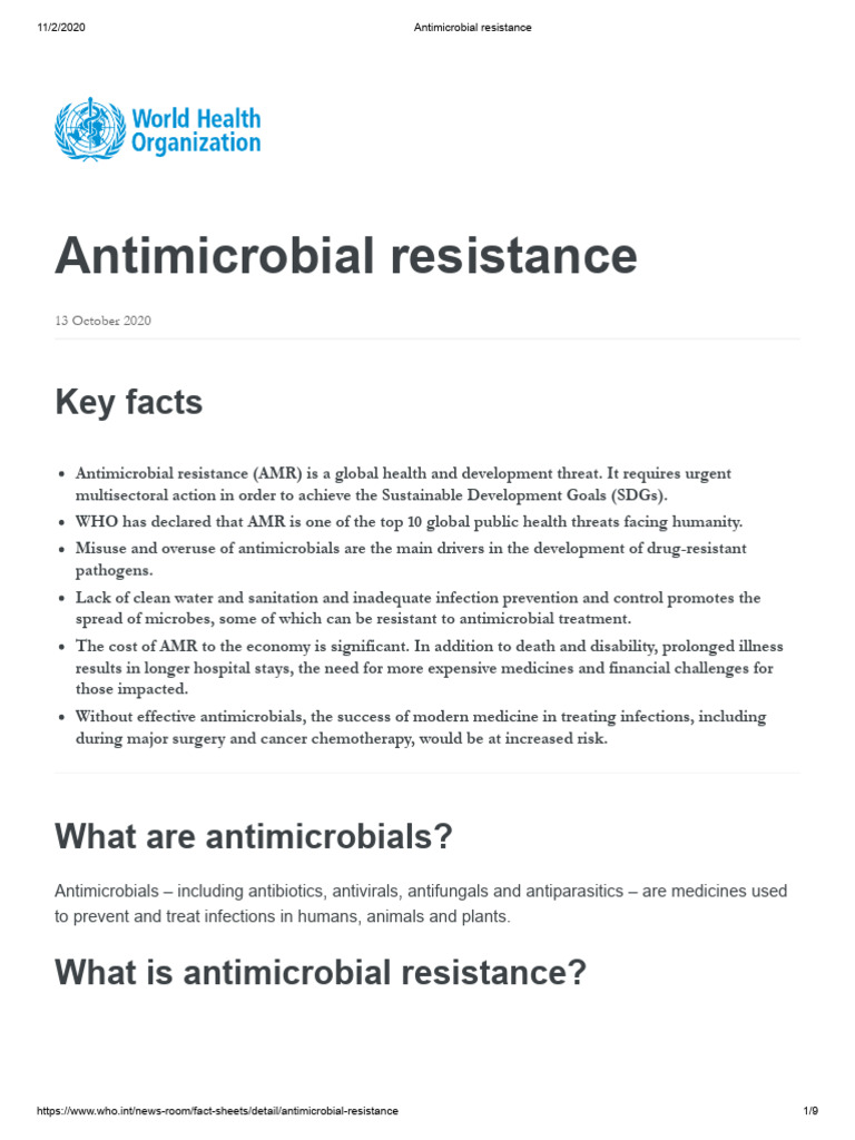 WHO_AMR_Key Facts | PDF | Antimicrobial Resistance | Management Of Hiv/Aids