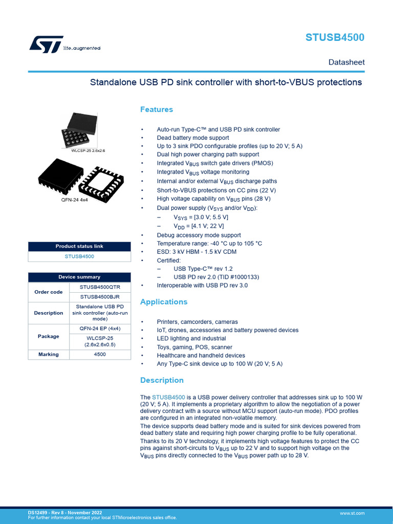 Stusb 4500 | PDF | Usb | Electricity