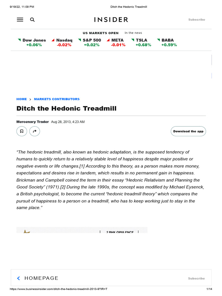 Understanding the Hedonic Treadmill | PDF | Hedonism | Cognitive Science