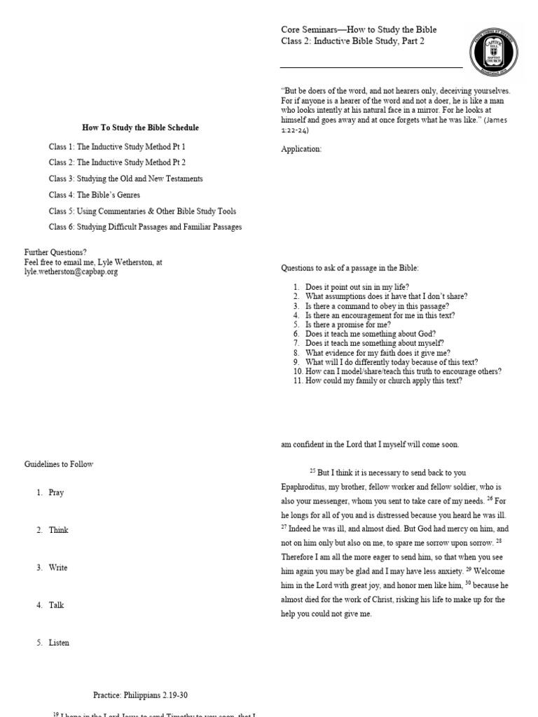 Methods of Bible Study Lesson 2 | PDF | Jesus | Bible