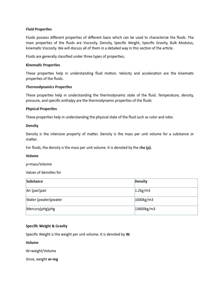 Fluids Homework | PDF | Density | Pressure