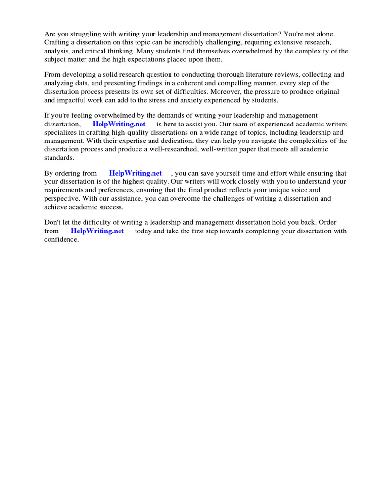 Leadership and Management Dissertation Examples | PDF | Leadership ...