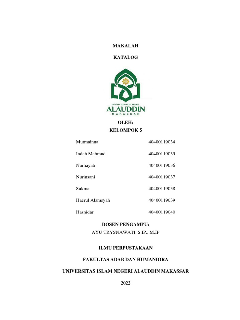 Makalah Kelompok 5 (Katalog) | PDF
