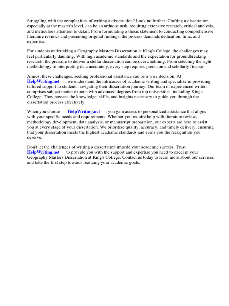 King's Geography Dissertation Support | PDF | Thesis | Geography