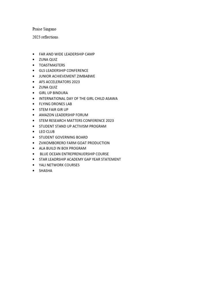 Praise Singano Reflections | PDF