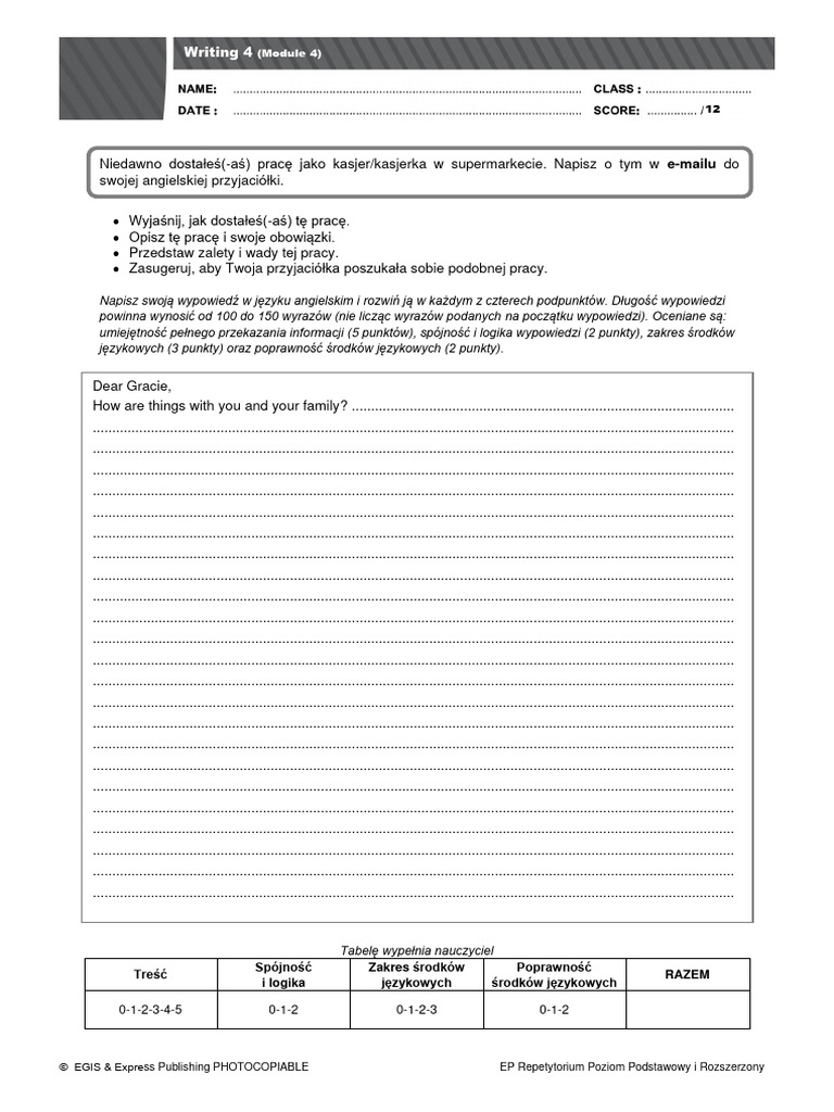 2 RM PP PR Writing Test 4 | PDF