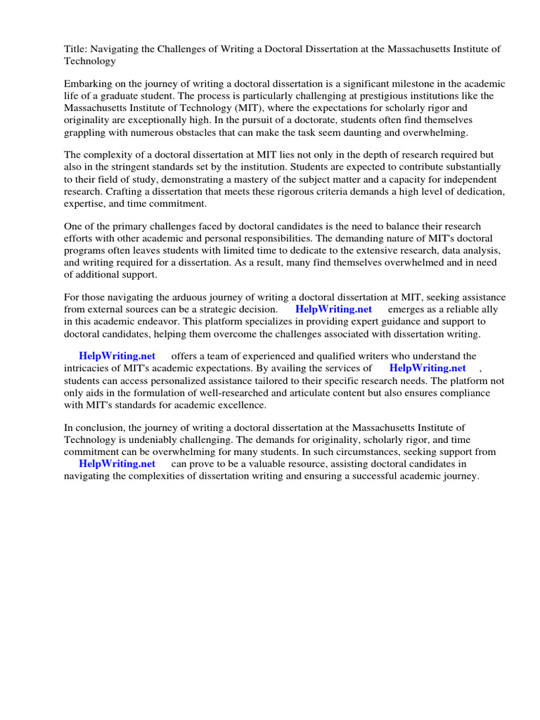Doctoral Dissertation Massachusetts Institute of Technology | PDF | Massachusetts Institute Of ...