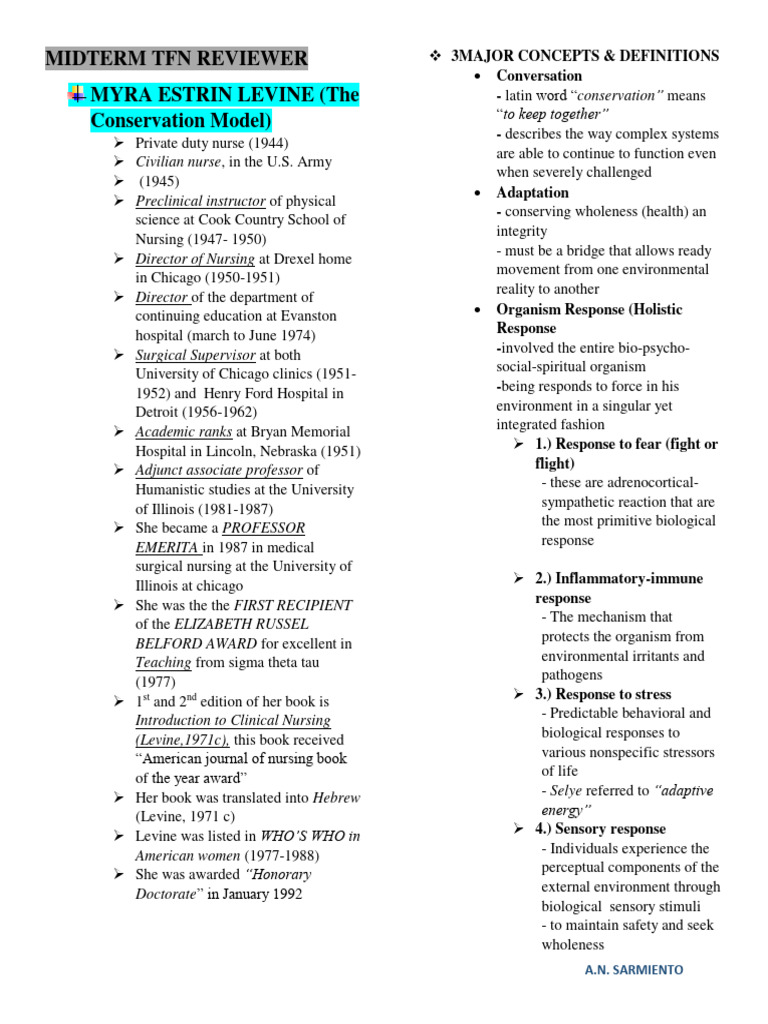 Midterm TFN Reviewer | PDF | Nursing | System