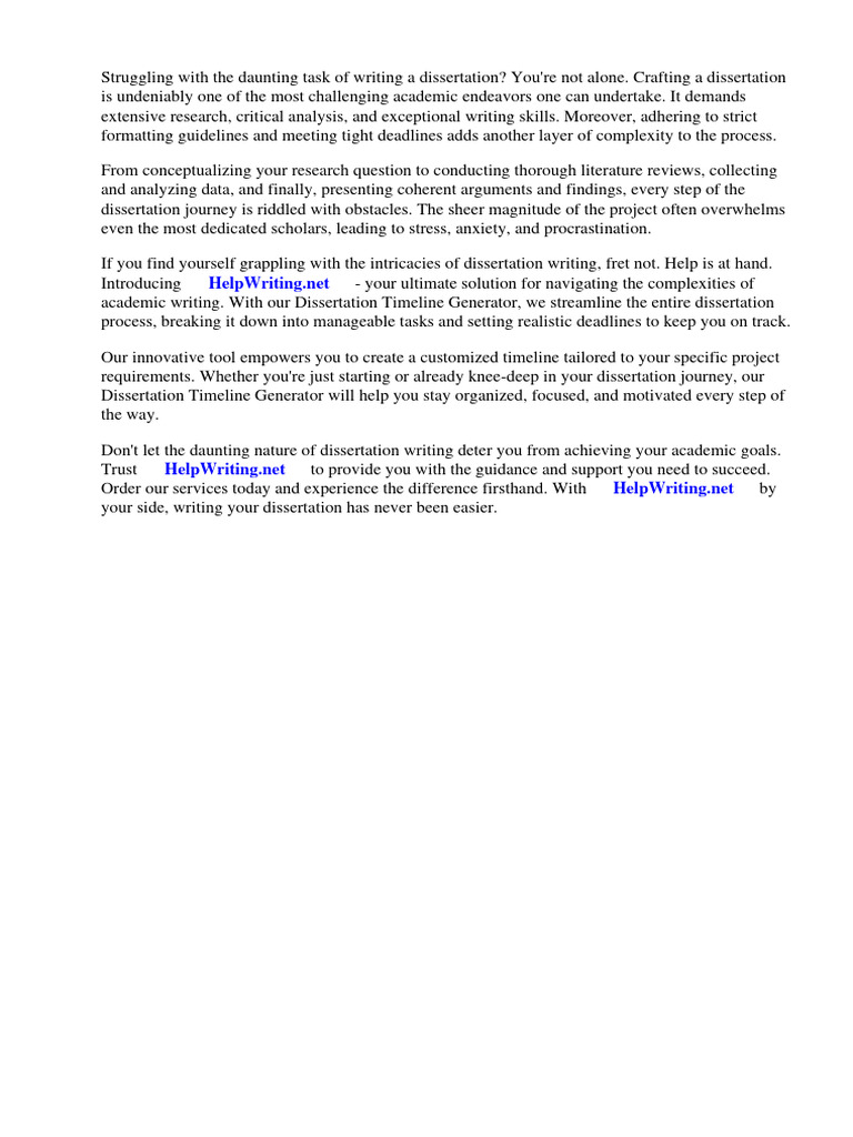 Dissertation Timeline Generator | Download Free PDF | Thesis | Essays