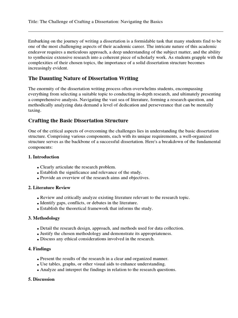 Basic Dissertation Structure | Download Free PDF | Thesis | Methodology