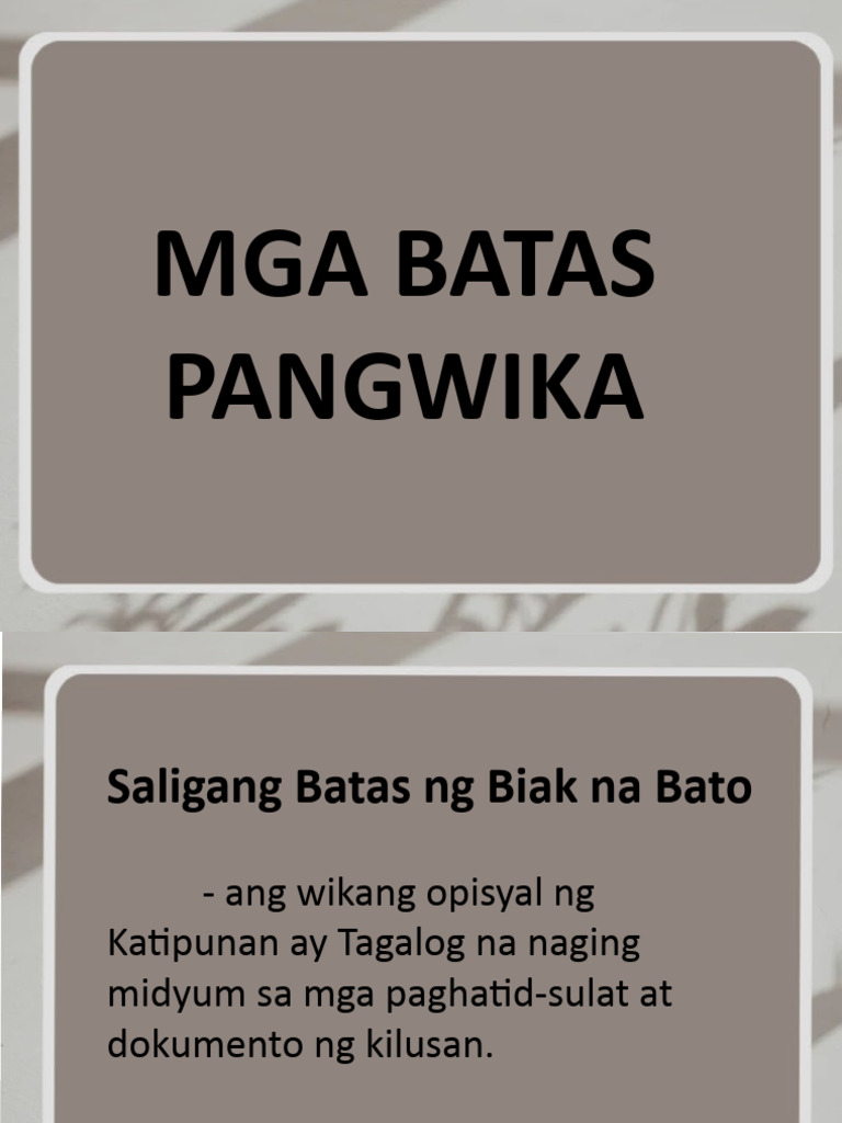 Mga Batas Pangwika | PDF Mga Batas Pangwika | PDF