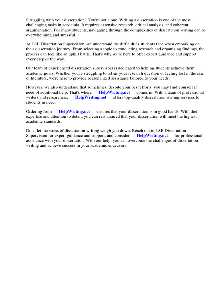 Lse Dissertation Supervision | PDF | Thesis | Data