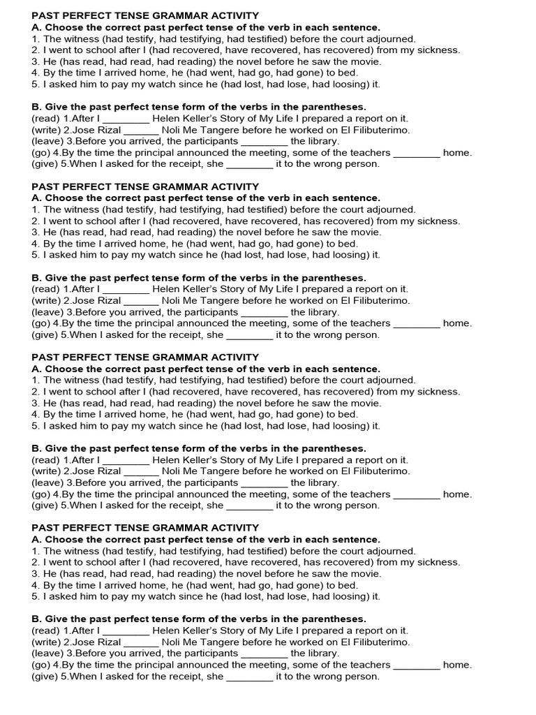 Past Perfect | PDF | Grammatical Tense | Perfect (Grammar)