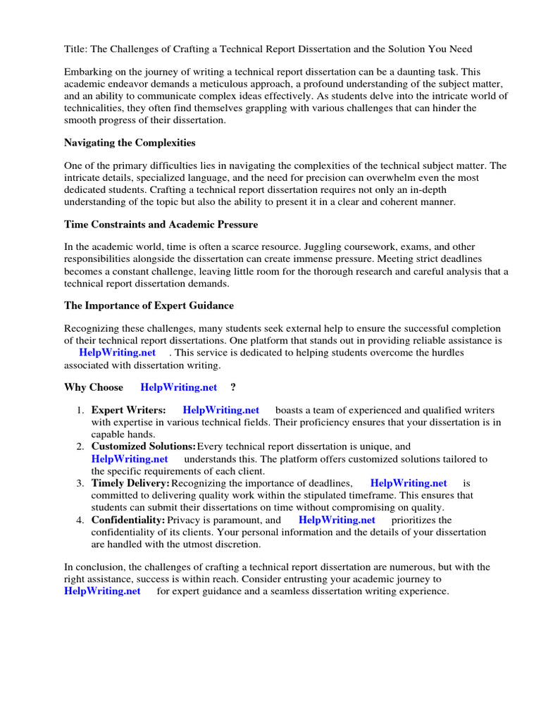 Technical Report Dissertation | Download Free PDF | Thesis | Information