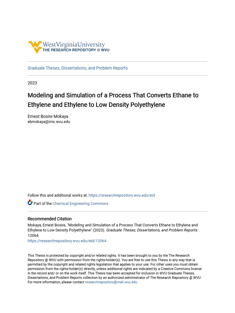 Modeling and Simulation of A Process That Converts Ethane To Ethy | PDF ...