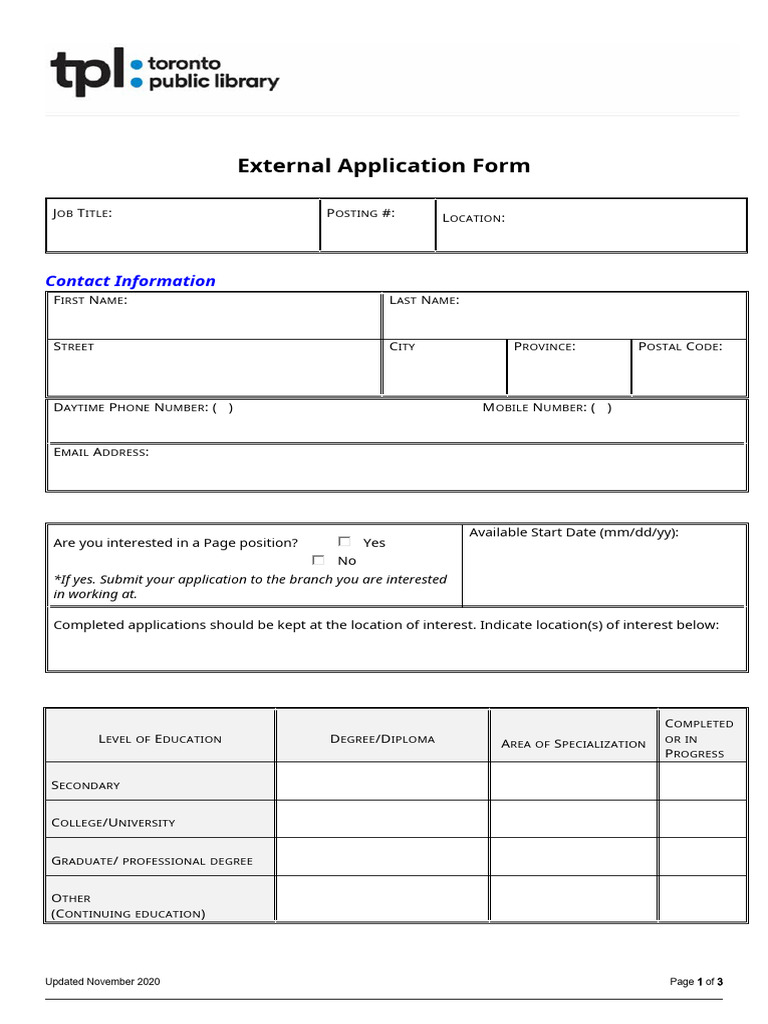 External Application Form | PDF