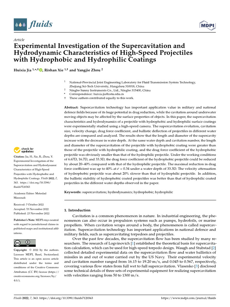 fluids-07-00363-v2 | PDF | Drag (Physics) | Hydrophobe