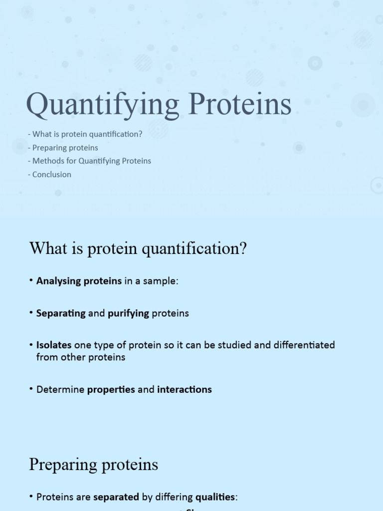 Quantifying Proteins Presentation | PDF | Proteins | Life Sciences