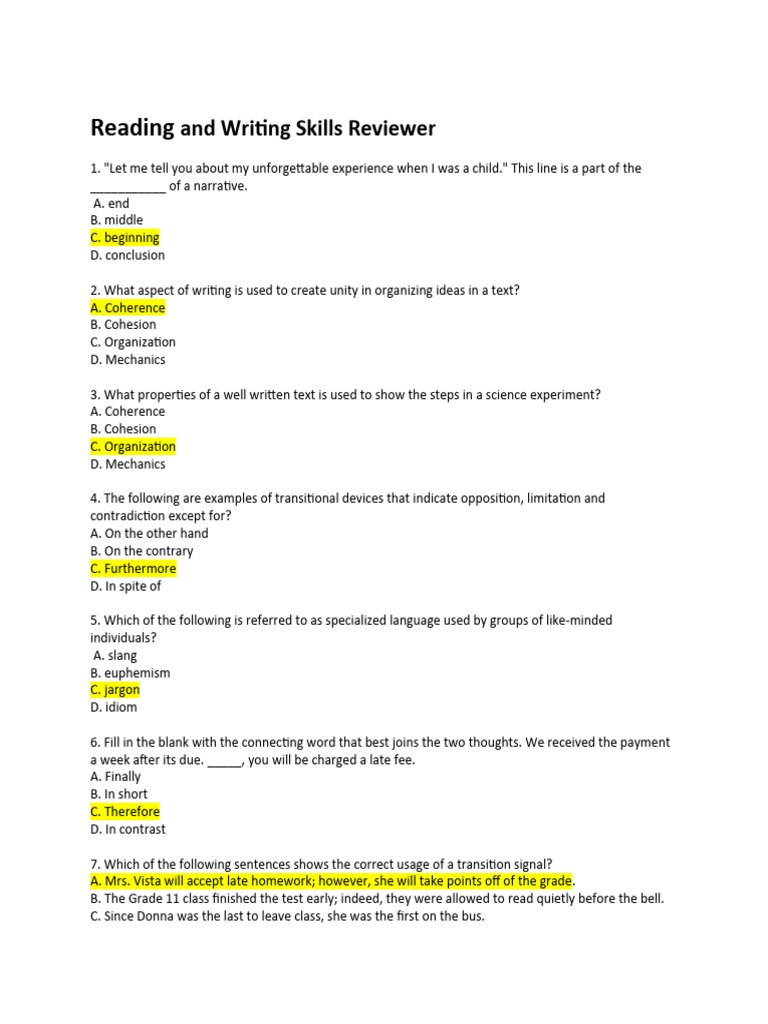 Reading and Writing Skills Reviewer Final | PDF | Hyperlink ...