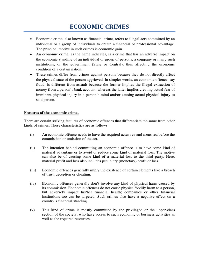 Economic Crimes | PDF | Crimes | Crime & Violence