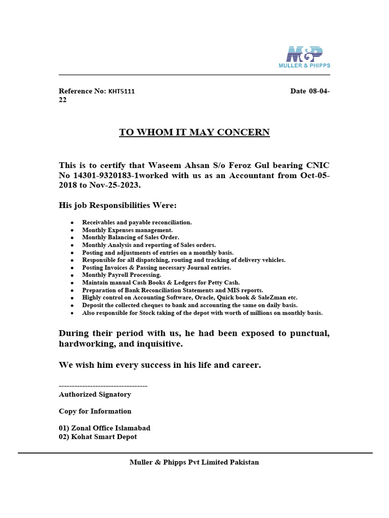 Waseem Experience | PDF