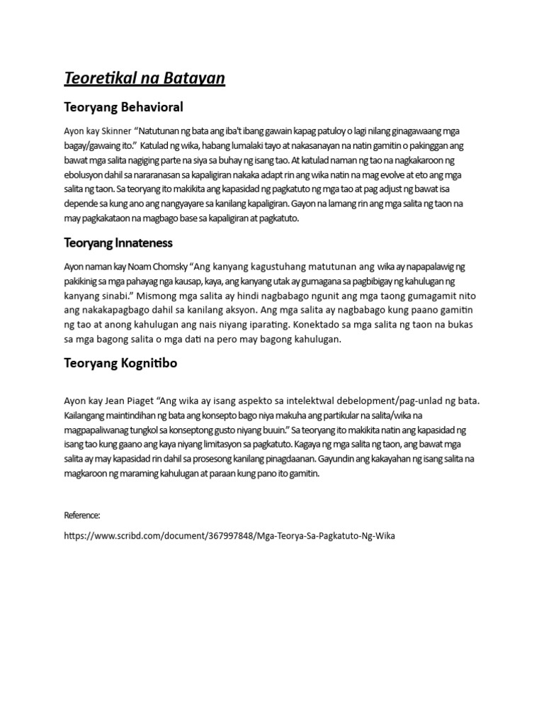 Teoretikal Na Batayan | PDF