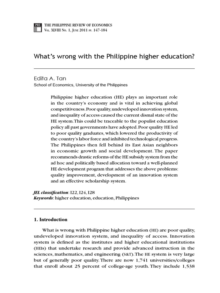 Reforming Philippine Higher Education | PDF | Outsourcing | Academic Degree