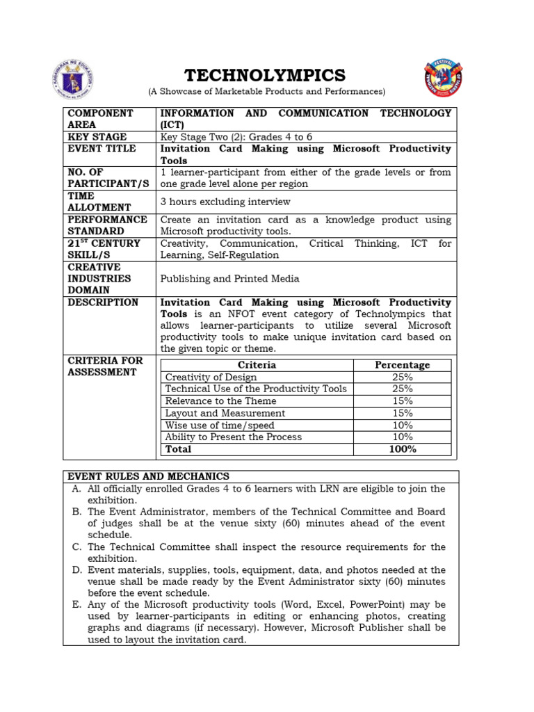 2024-TECHNOLYMPICS-Invitation-Card-making-Guidelines | PDF ...