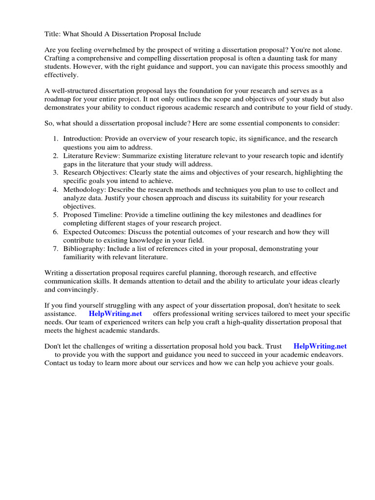 What Should A Dissertation Proposal Include | PDF | Thesis | Methodology