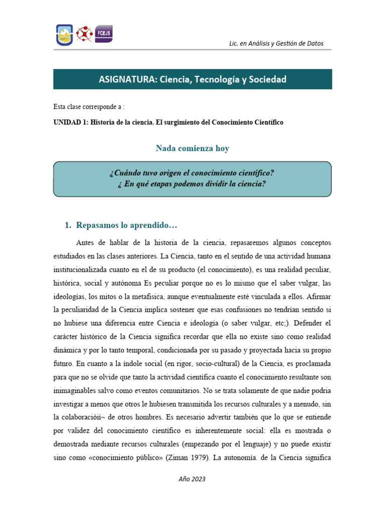 Ciencia Tecnología y Sociedad 4 Parte | PDF | Science