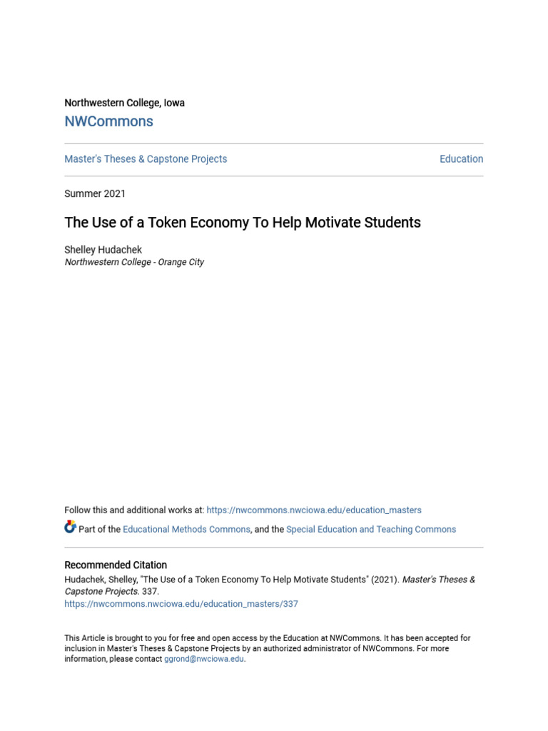 The Use of a Token Economy To Help Motivate Students | PDF | Classroom ...