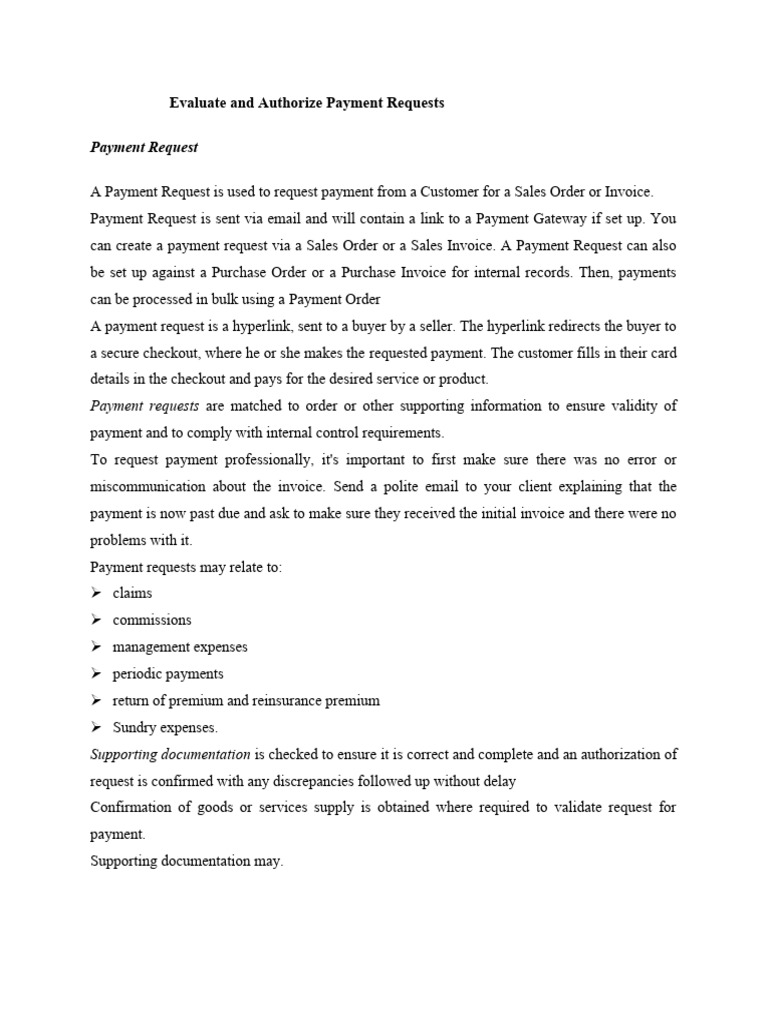Evaluate and Authorize Payment Requests | PDF | Payments | Invoice