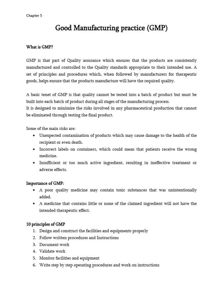 Chapter 7-GMP and HACCP | PDF | Quality Assurance | Hazard Analysis And Critical Control Points