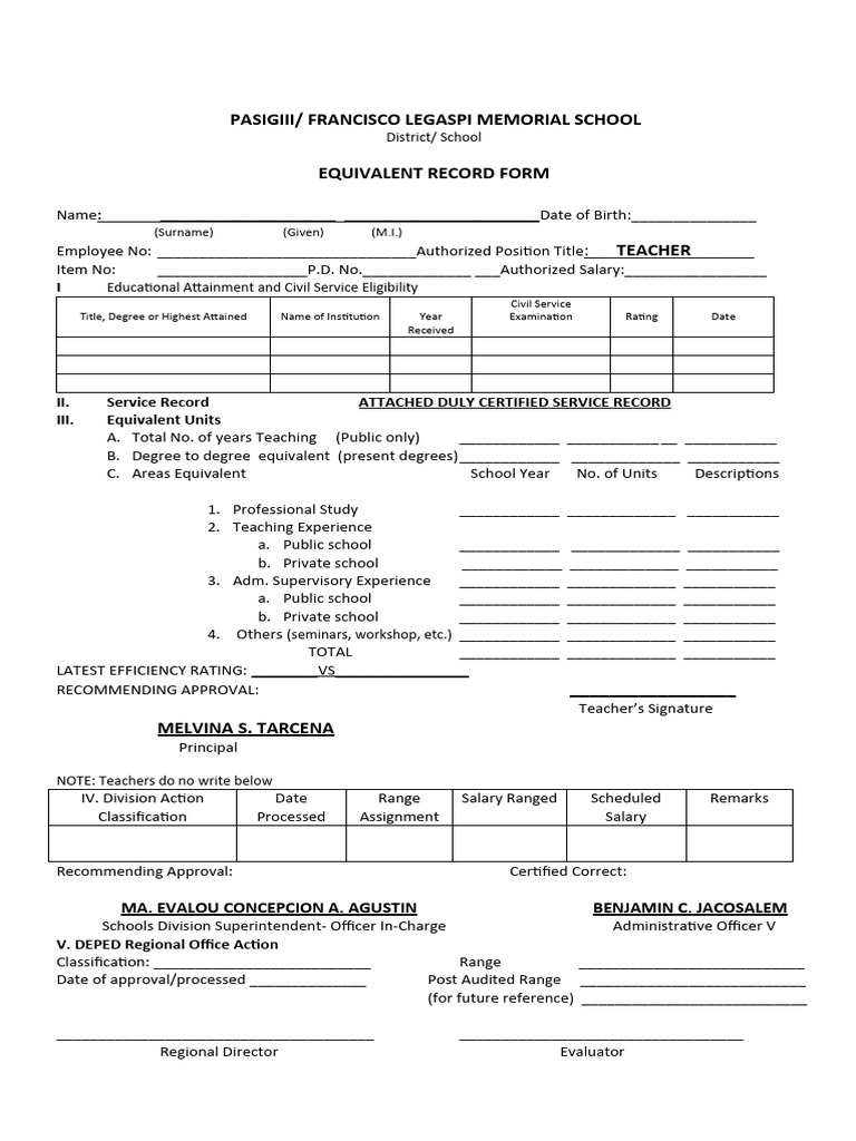 ERF FORM New | PDF | Teachers