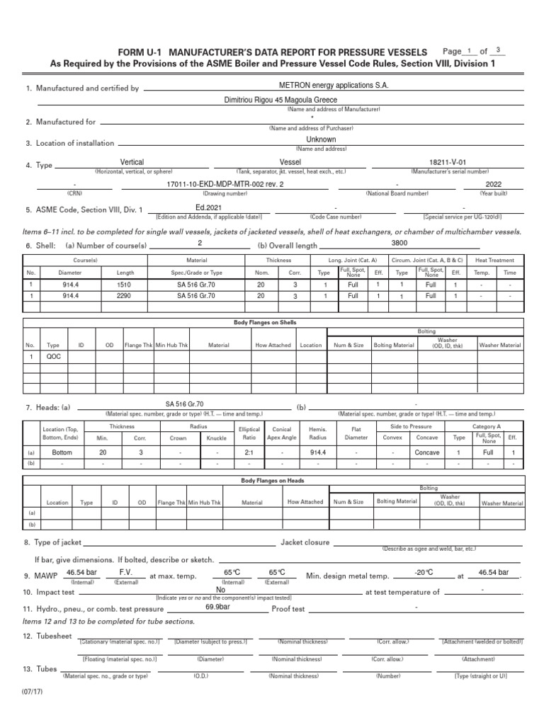 18211_bpvc_viii-1_u-1 | PDF | Boiler | Pipe (Fluid Conveyance)