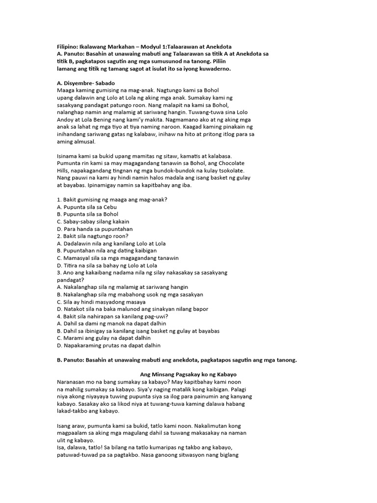 Filipino Handouts | PDF