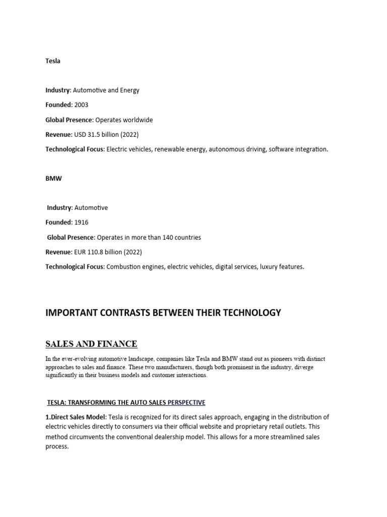 Tesla and BMW Sample | PDF