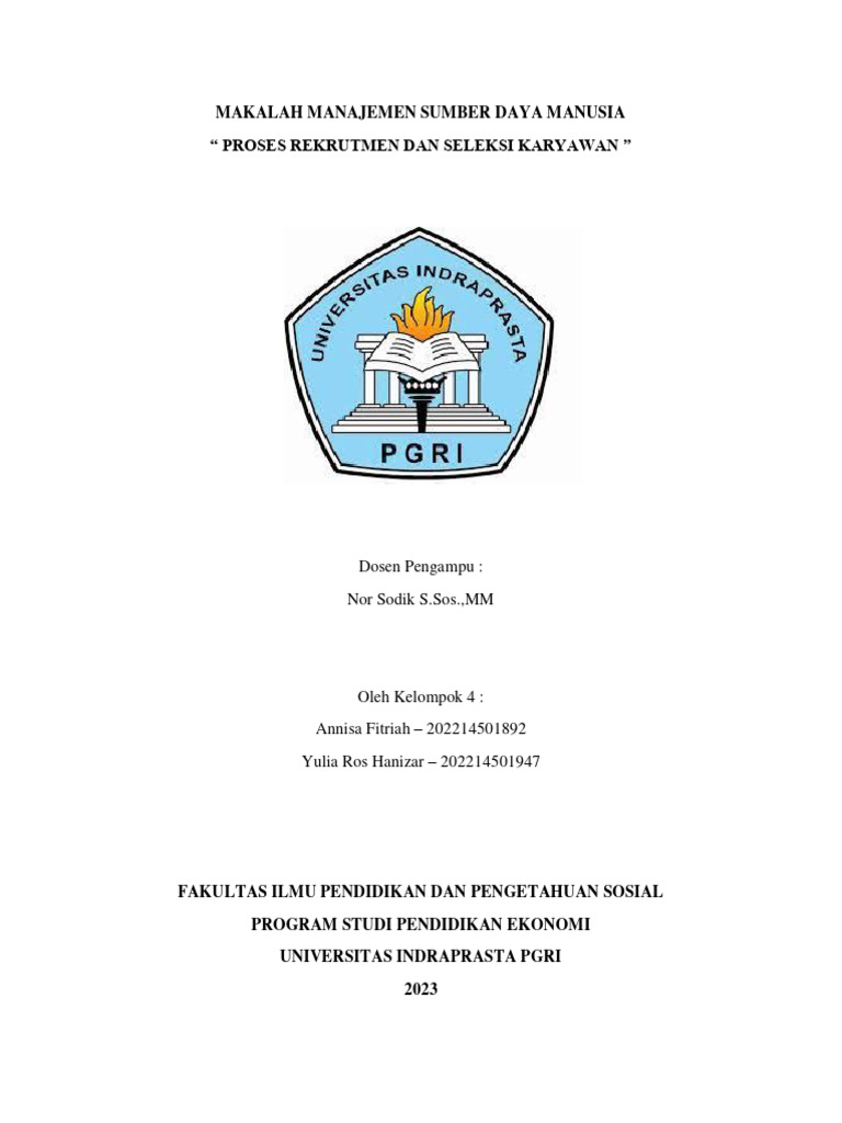 Kel 4 - Proses Rekrutmen Dan Seleksi Karyawan Makalah MSDM | PDF