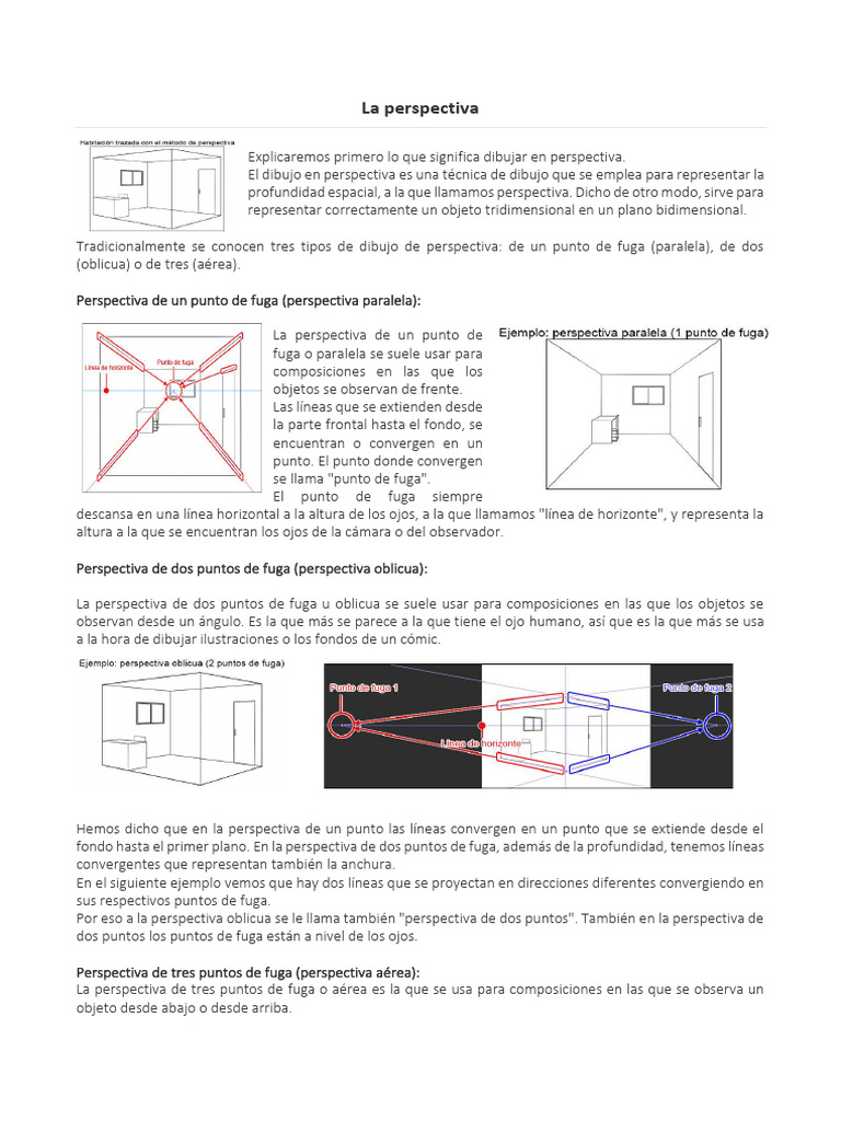 Tipos y Definición de Perspectiva en Dibujo | PDF | Perspectiva ...