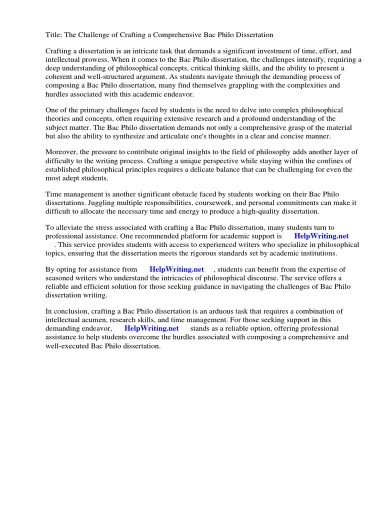 Bac Philo Dissertation Guide | PDF | Thought