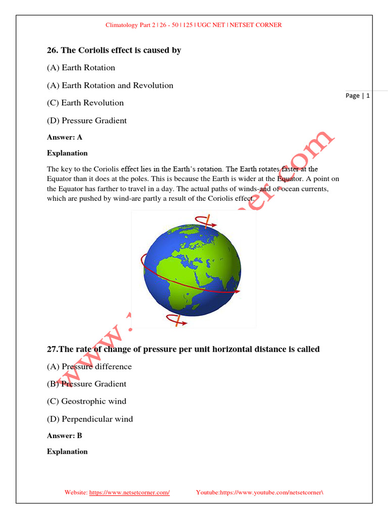 UGC NET Climatology Quiz: Questions 26-50 | PDF | Wound | Physical ...