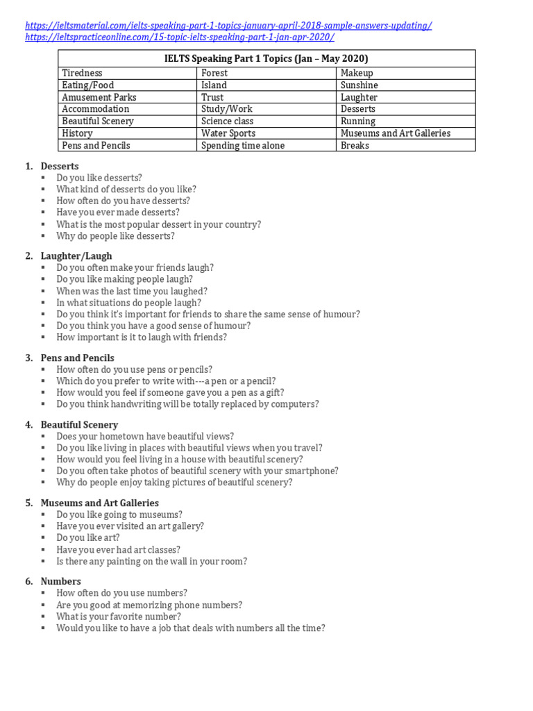 NEW IELTS Speaking Part 1, 2 & 3 in 2020 (Jan - May 2020) | Download ...