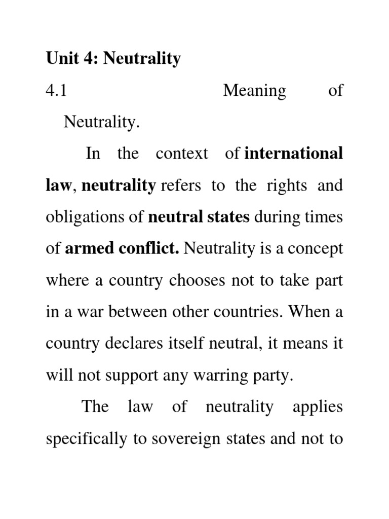 Understanding Neutrality in International Law | PDF | International Law ...
