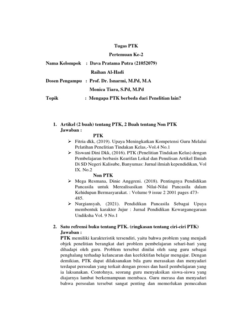 Tugas PTK (Pertemuan 2) - Dava Dan Raihan | PDF