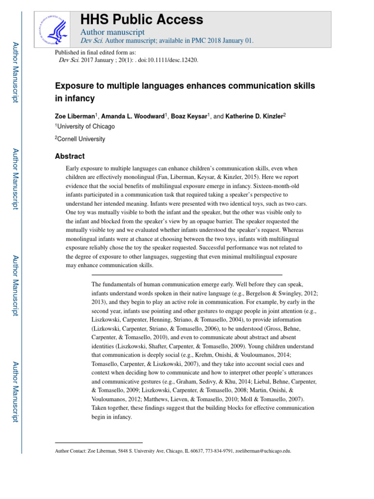 Exposure To Multiple Languages Enhances Communication Skills | PDF ...