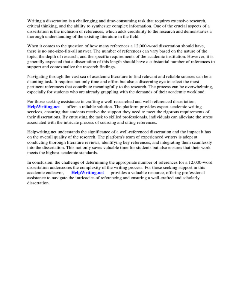 How Many References Should A 12 000 Word Dissertation Have | PDF ...