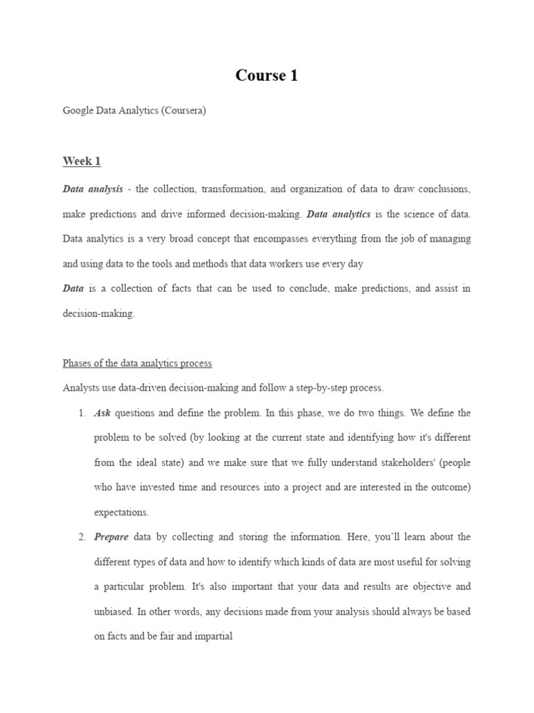 Google Coursera Data Analytics | PDF | Data Analysis | Databases