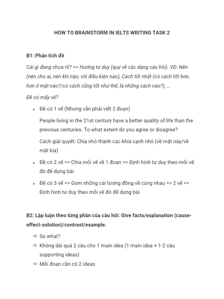 HOW TO BRAINSTORM IN IELTS WRITING TASK 2 | PDF